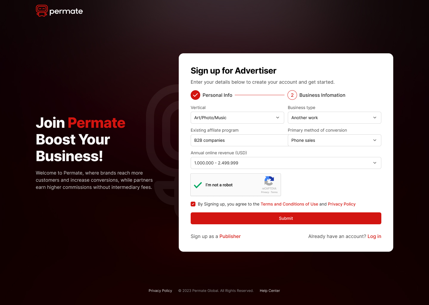 How to sign up as Brand on Permate - permate.com