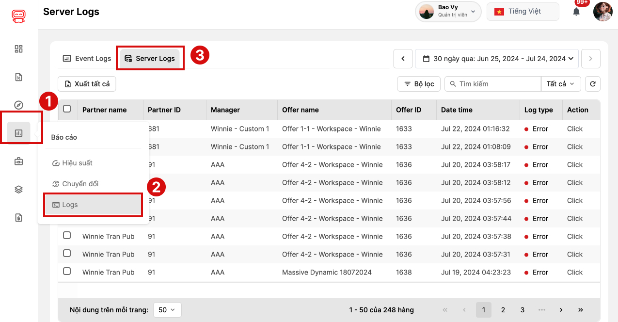 How to use the Server Log on Permate - permate.com