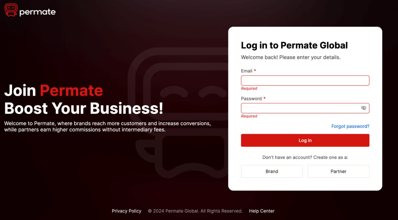 How to sign up as Brand on Permate - permate.com
