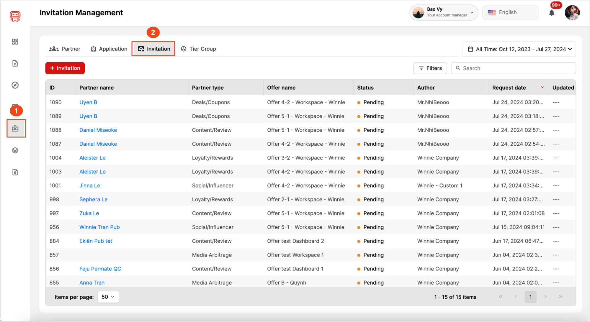 How to create and send an Invitation to the Partner you had worked with on Permate? - permate.com